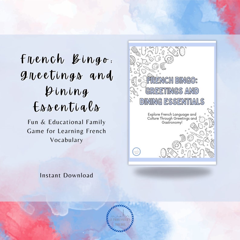 Printable French Bingo Game, Kids & Adults Learning French Greetings ...