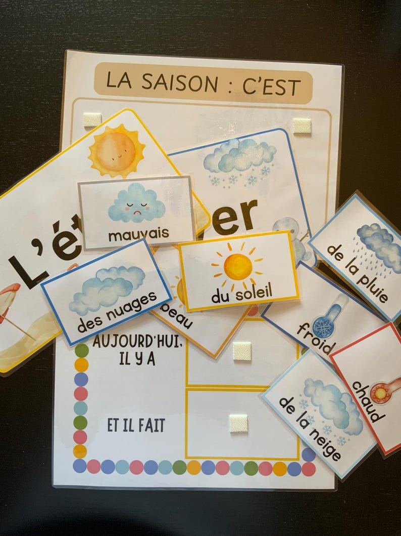 Customisable French Weather & Seasons Chart for Kids Interactive ...