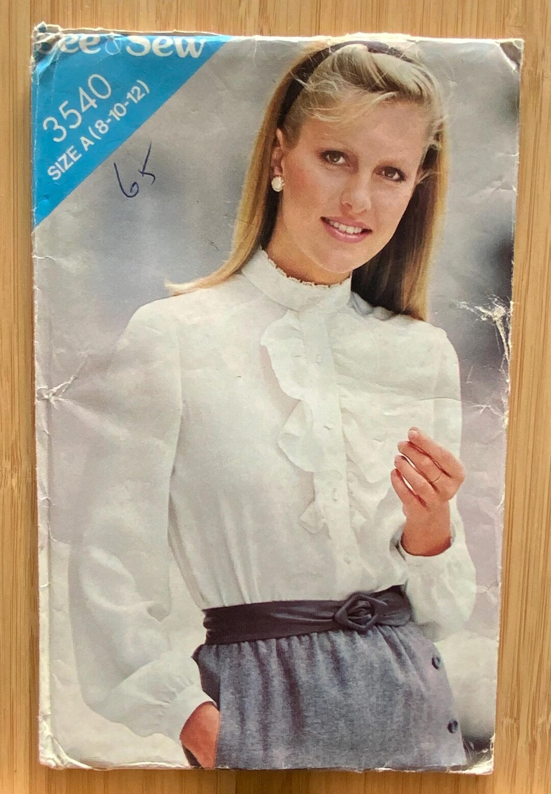 1980s Ruffle Blouse Sewing Pattern – Butterick 3540 (see & Sew) – Size ...