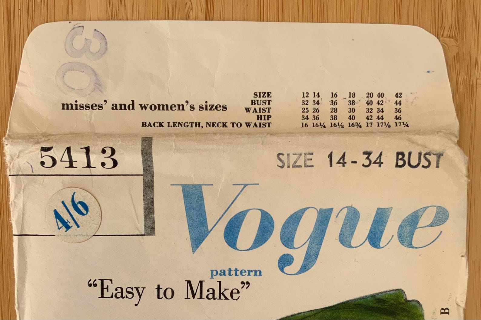 1960s Dress Sewing Pattern – Vogue 5413 – Size 14 Bust 34” – One Piece ...