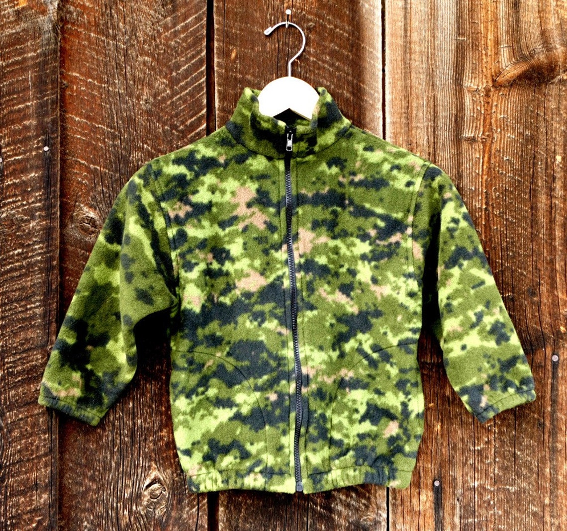 Kids Camouflage Green Fleece Zipper Jacket, Kids Coat, Fleece Coat ...