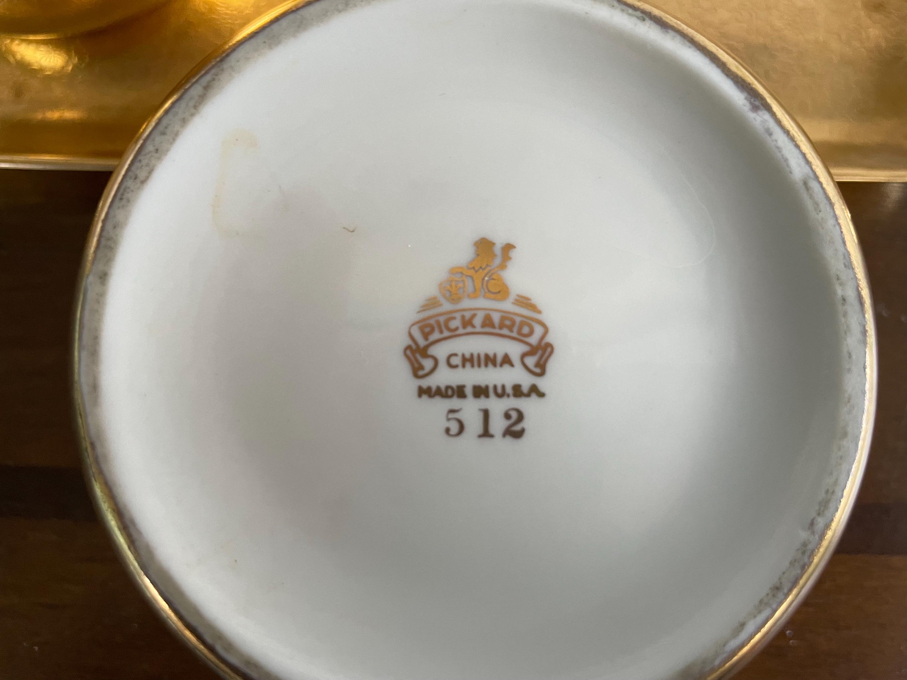 Vintage Pickard China Solid Gold Flower Patterned Sugar Bowl, Creamer ...