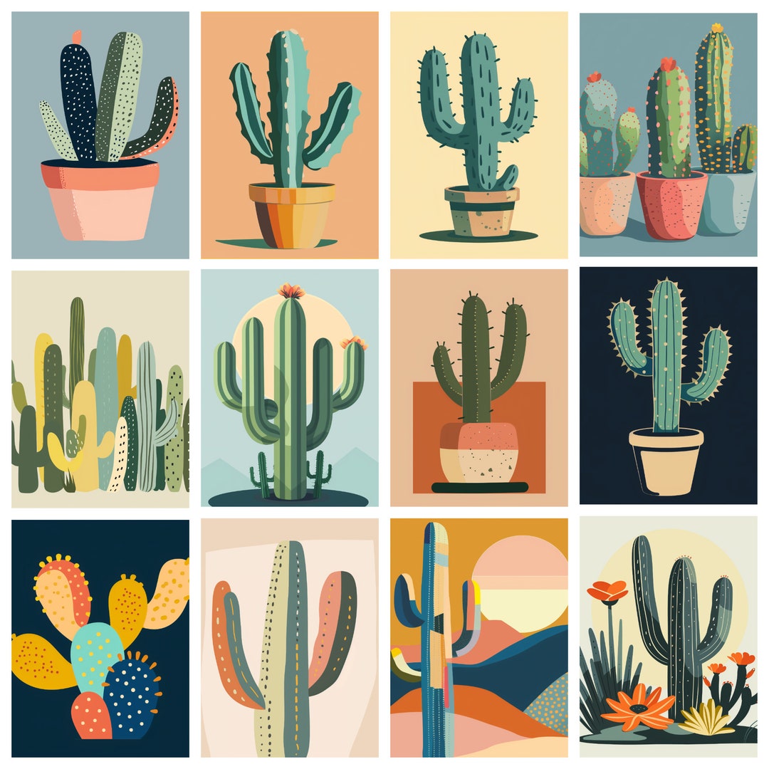 Cacti Cactus Digital Vector Files - 16 JPEG Download for Crafting ...