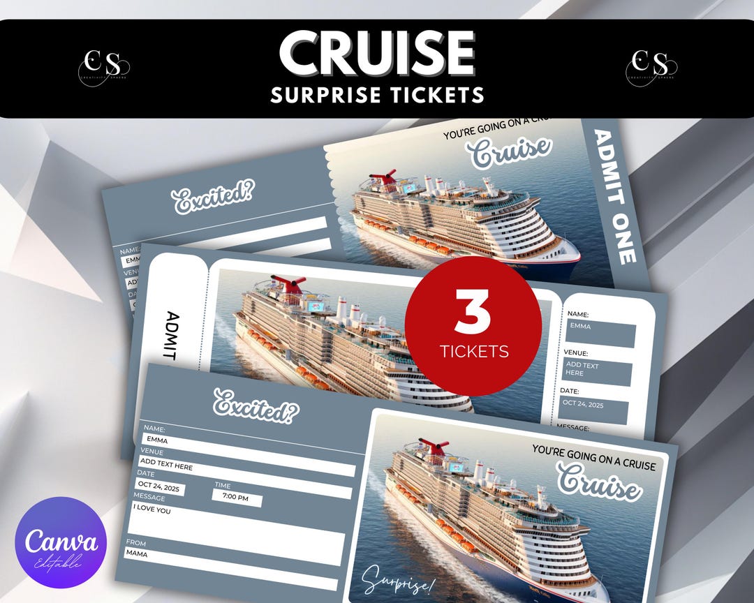 Editable Cruise Ticket Template, Printable Cruise Trip Ticket, Cruise ...