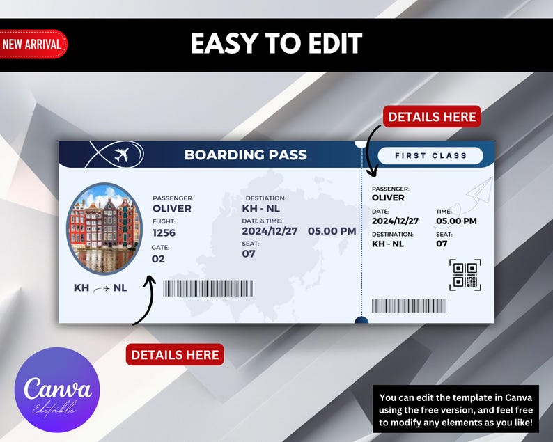 Editable Boarding Pass Template: Surprise Trip Ticket (digital Download ...