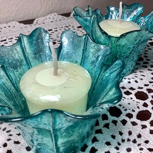 Turquoise Glass Candle Holder With Yankee Candles 2.5 Tall | Etsy