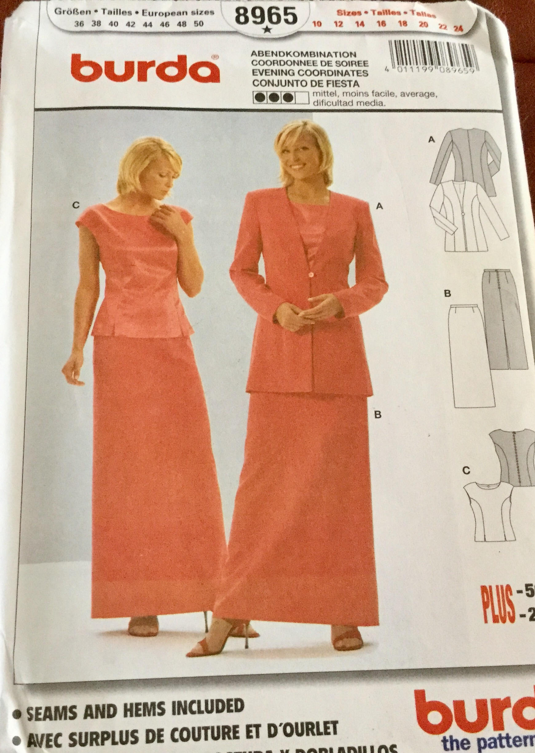 Burda 8965 Jacket Top and Long Skirt Pattern size 10-24 | Etsy