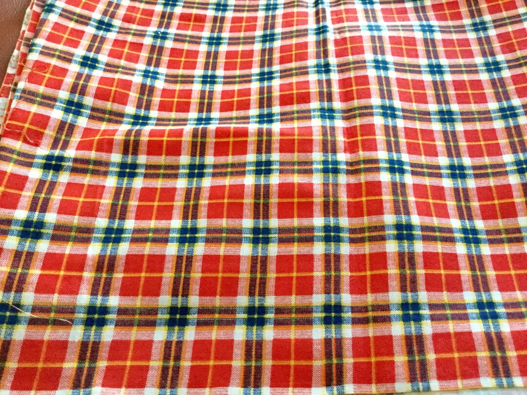 Red Blue Yellow Plaid Fabric | 1.5 Yards by 45” Wide Fabric in First ...