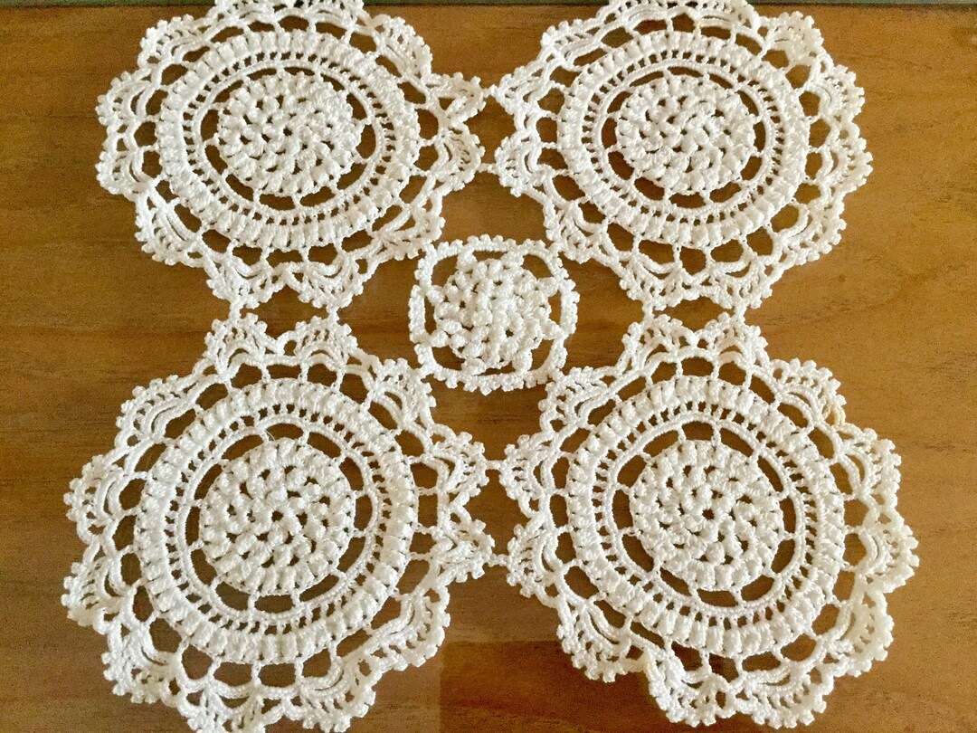Vintage Crochet Doily Ivory 12 Square Cotton Square Shaped Doily - Etsy ...