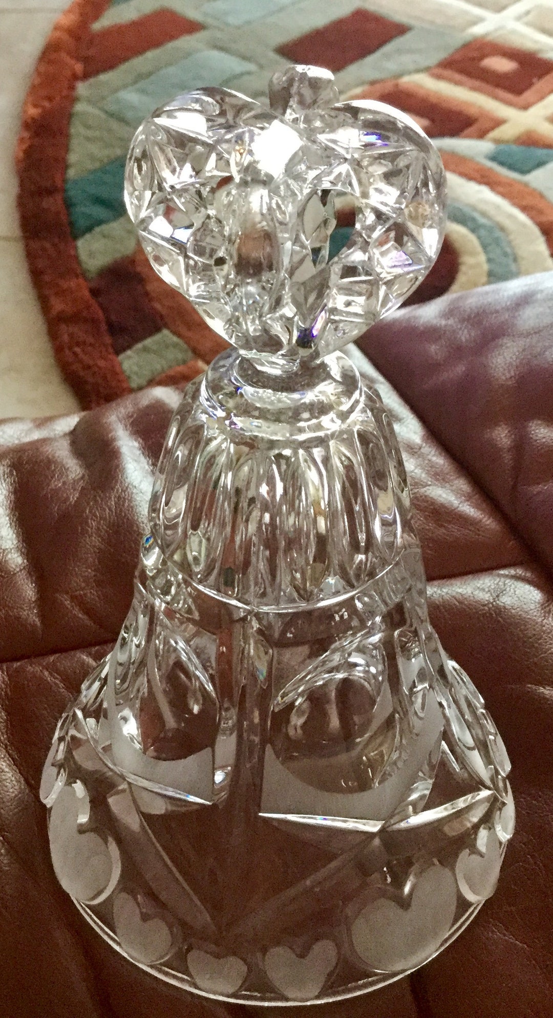 Crystal Hearts Bell | 7” Tall | Home Decor | Vintage Excellent ...