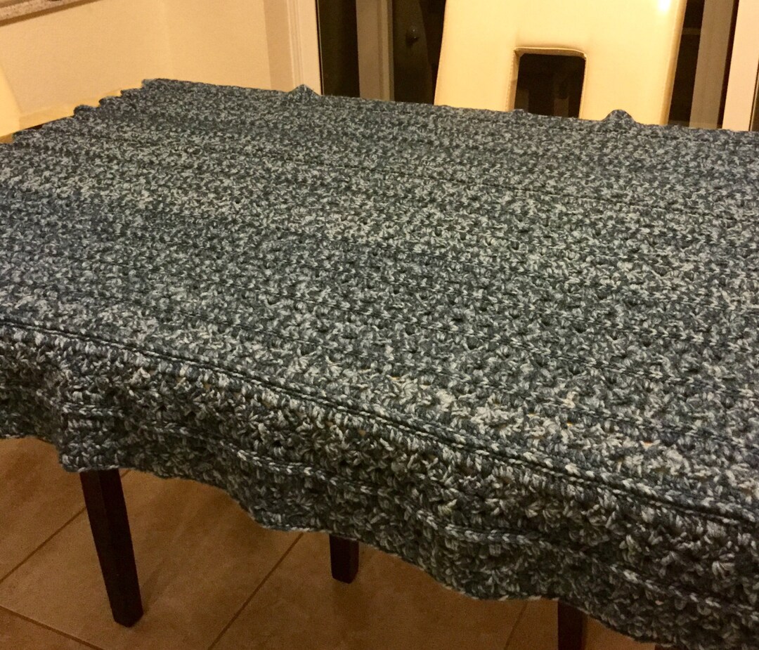 Blue Crochet Afghan | Handmade Throw Blanket (48x41 Inches) - Etsy