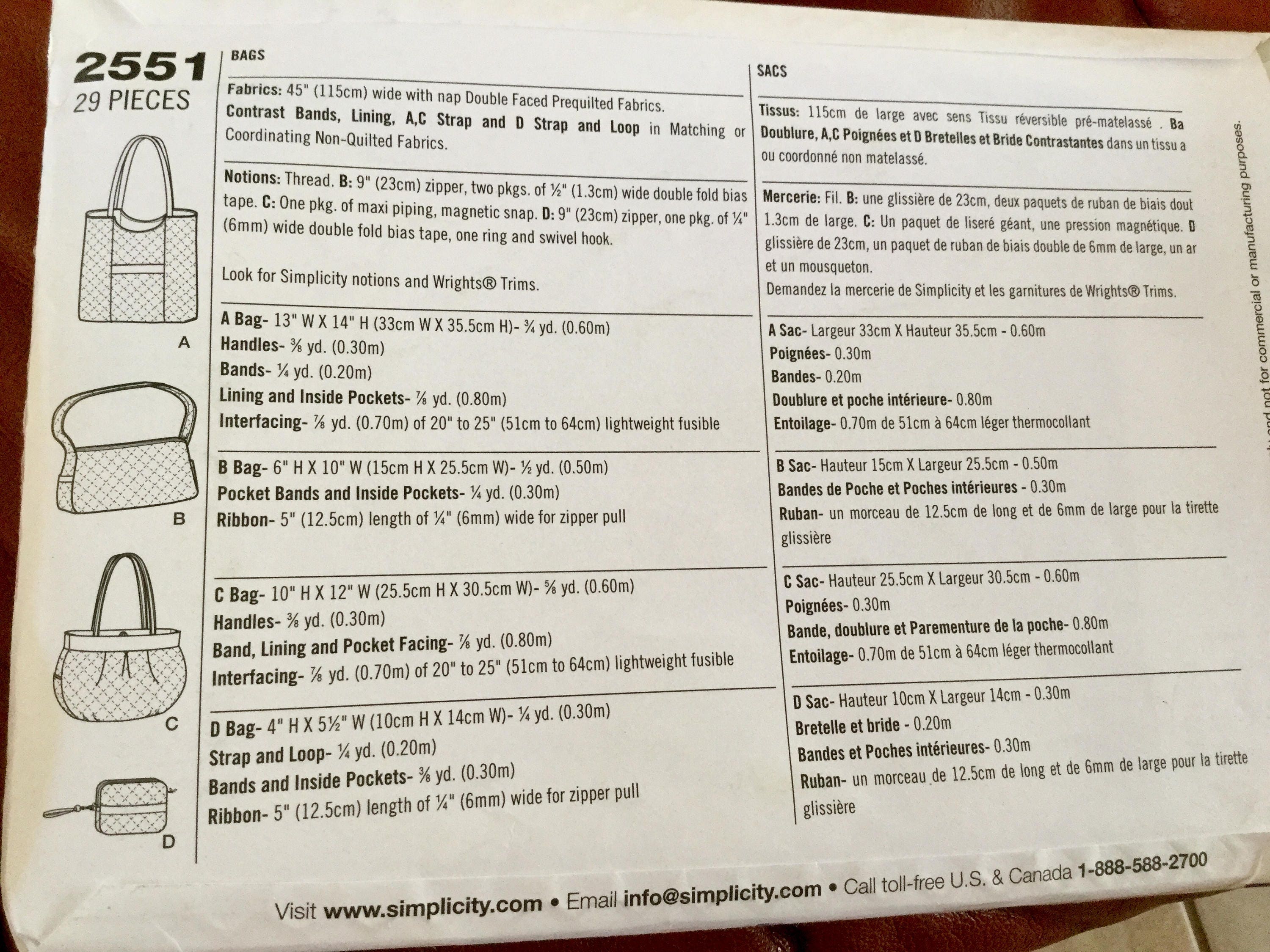 Simplicity 2551 Bags Purse Tote uncut Sewing Pattern | Etsy
