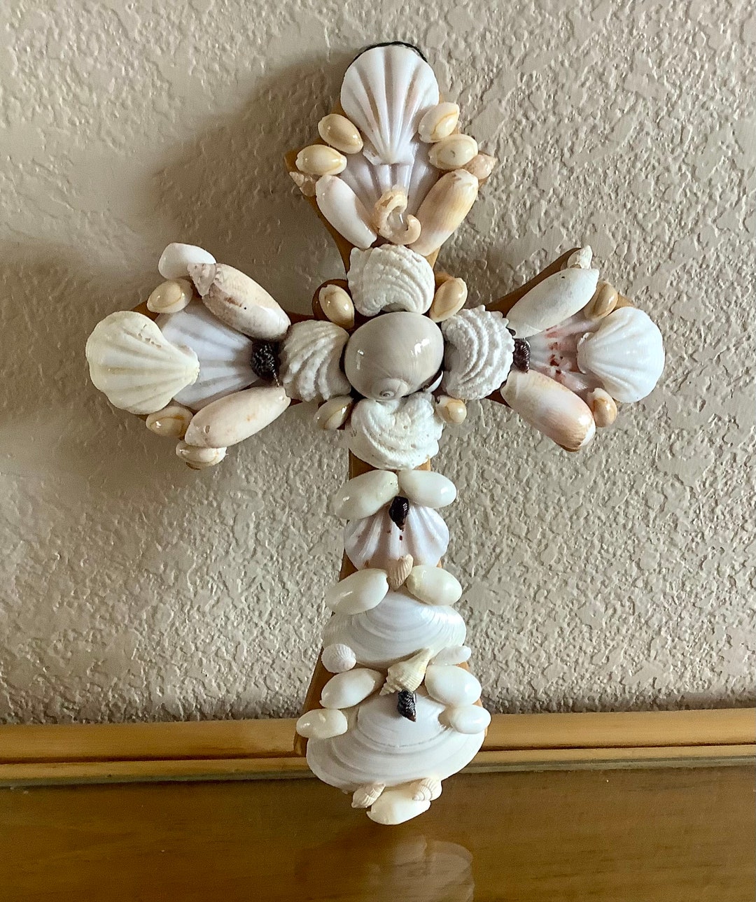 Sea Shell Art Wallhanging Cross Home Decoration 11 Inches Tall & 8 Wide ...