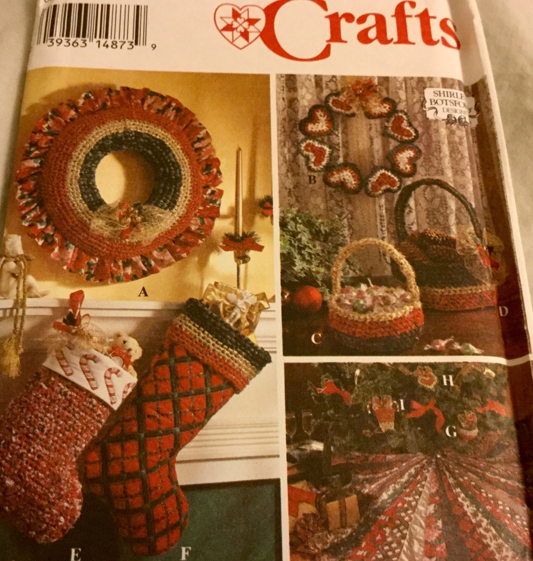 Simplicity 8770 Christmas Craft Pattern Wall Decor Wreath Basket Tree ...