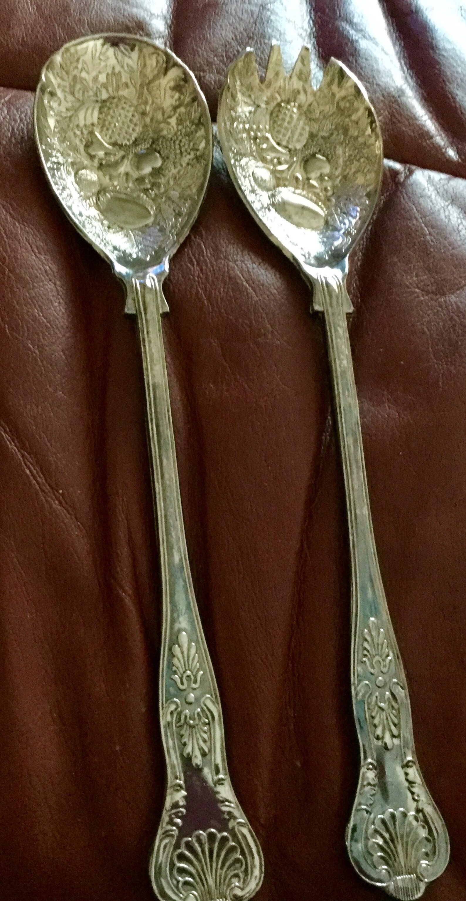 Silver Plated Salad Intricate Design Serving Spoons From - Etsy