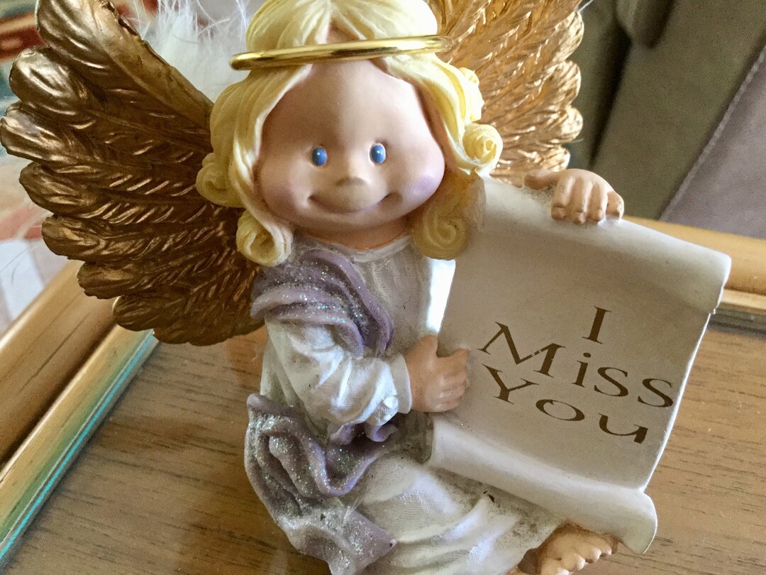 Vintage Angelic Cheer Cast Art “I Miss You” Angel | 4 Tall | Excellent ...