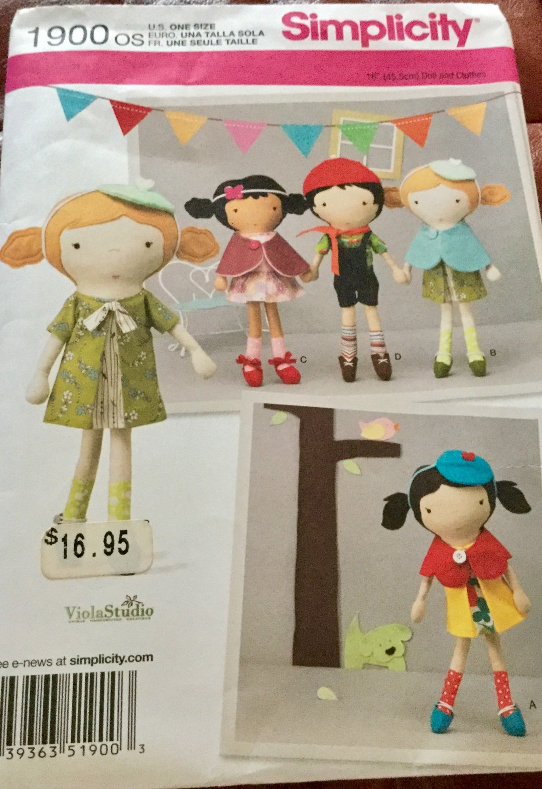 Simplicity 1900 | Doll and Clothespattern | Boy and Girl With Felt Hair ...