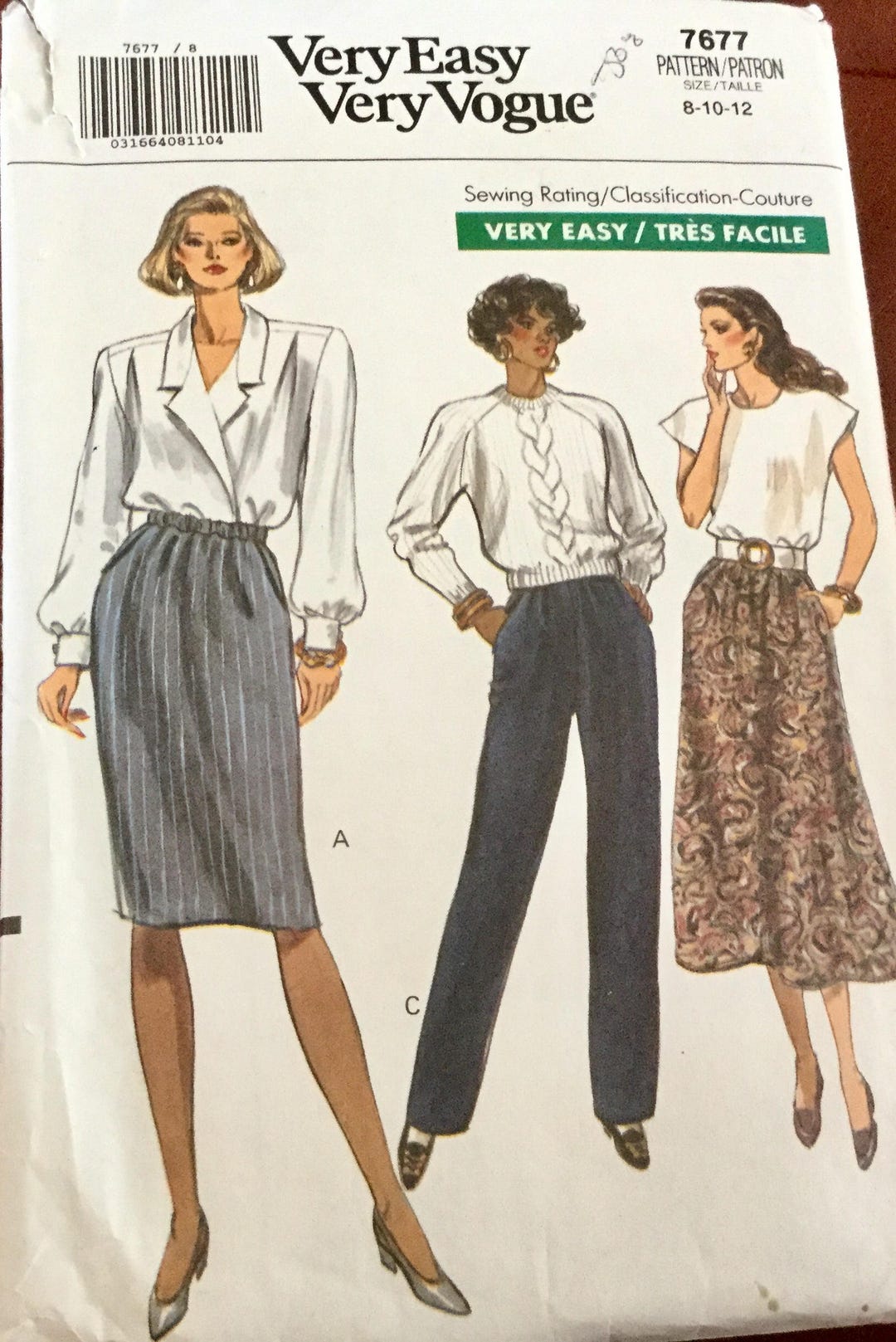 Very Easy Vogue 7677 Tapered A Line Elastic Waist Skirt and Pants ...