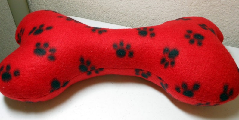 Dog Toys Plush Dog Bone and Pull Toy Set Red With Paw - Etsy