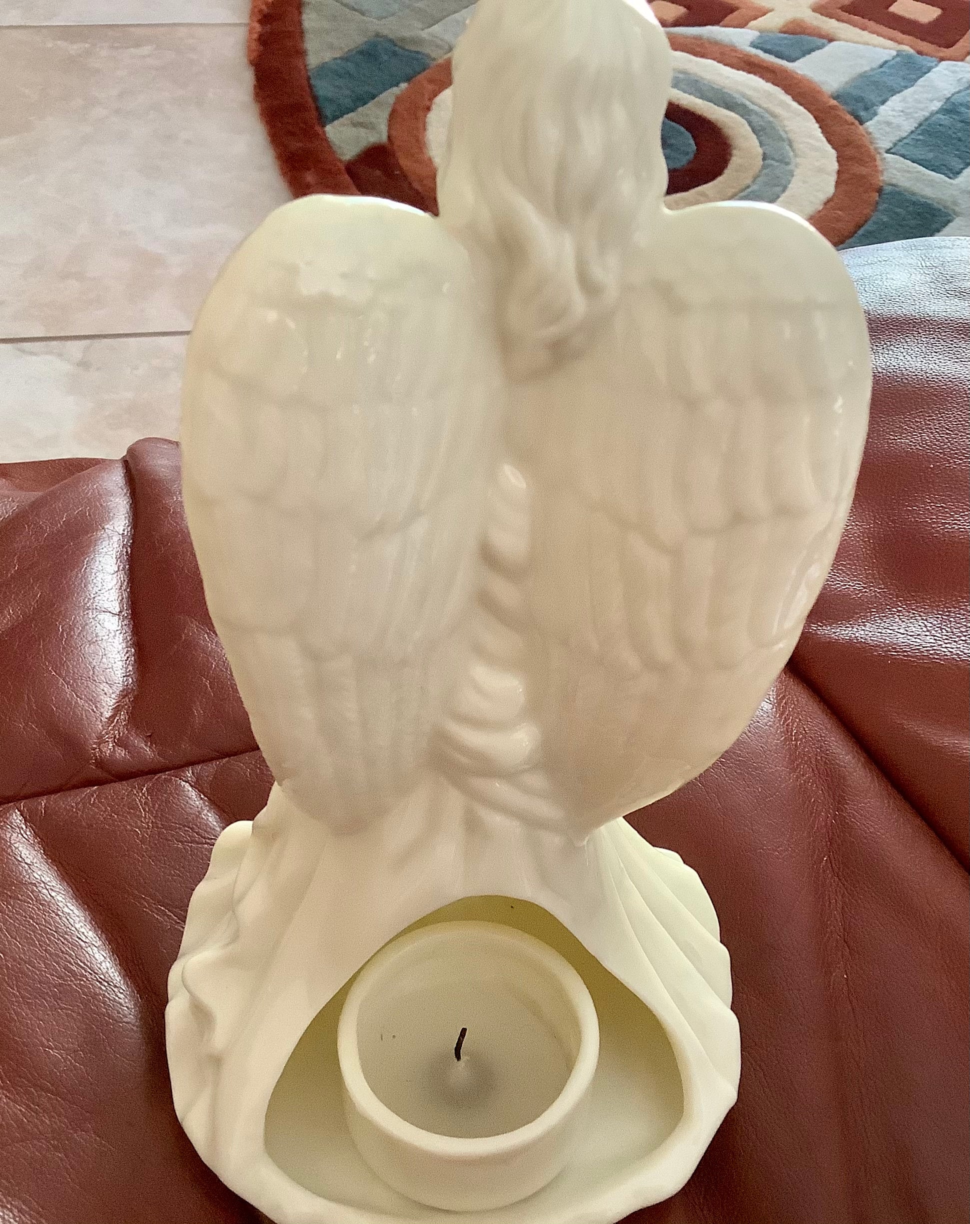 Porcelain Angel With Horn Tea Light Candle Holder | Ivory and Gold | 8 ...