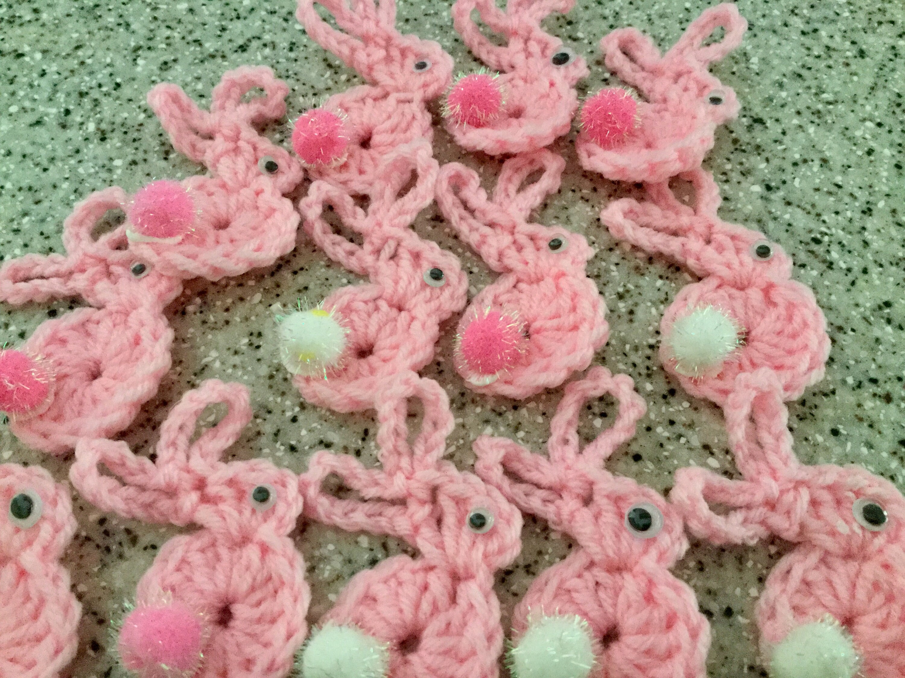 Crocheted Bunny Rabbit Pin in Pink with White Tail Other | Etsy