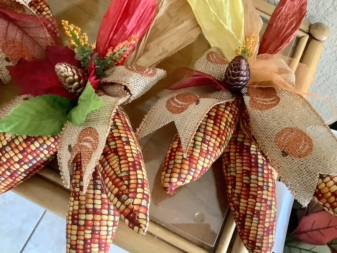 Indian Corn Wall or Fall Door Decoration | 3 Indian Corn | Fabric - Etsy