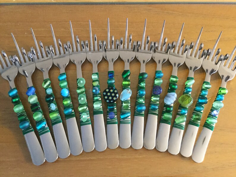 Flatware Funky Florida Finger Forks Blue Green - Etsy Nederland