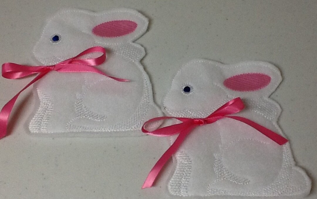 Easter Basket Candy Holder - Easter Bunny With Pink Bow Treat Bag, Gift ...
