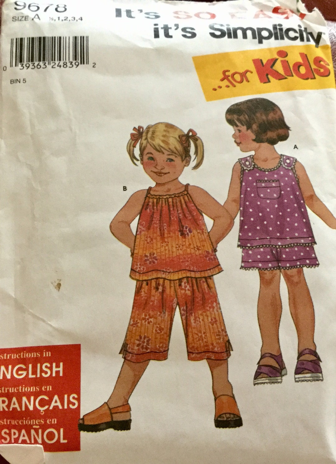 Simplicity 9678 | Toddlers Top, Shorts, Pants Pattern | for Woven ...