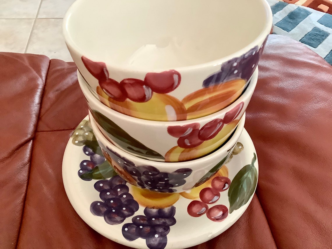 Vintage Nantucket Home Set of 3 Bowls & 1 Plate Purple - Etsy
