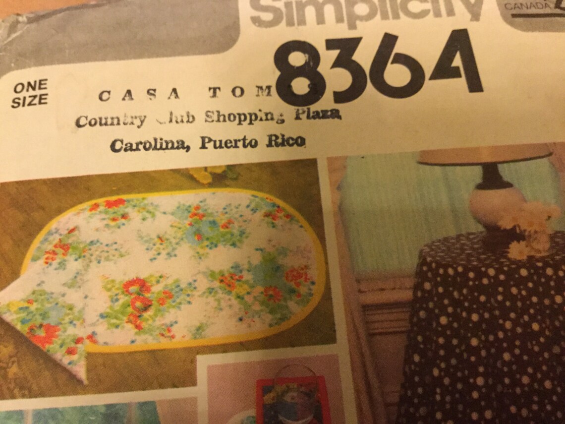 Vintage Simplicity 8364 Table Accessories Table Cloth | Etsy