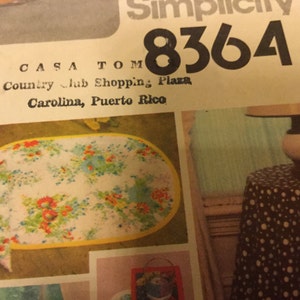 Vintage Simplicity 8364 Table Accessories, Table Cloth, Placemats ...