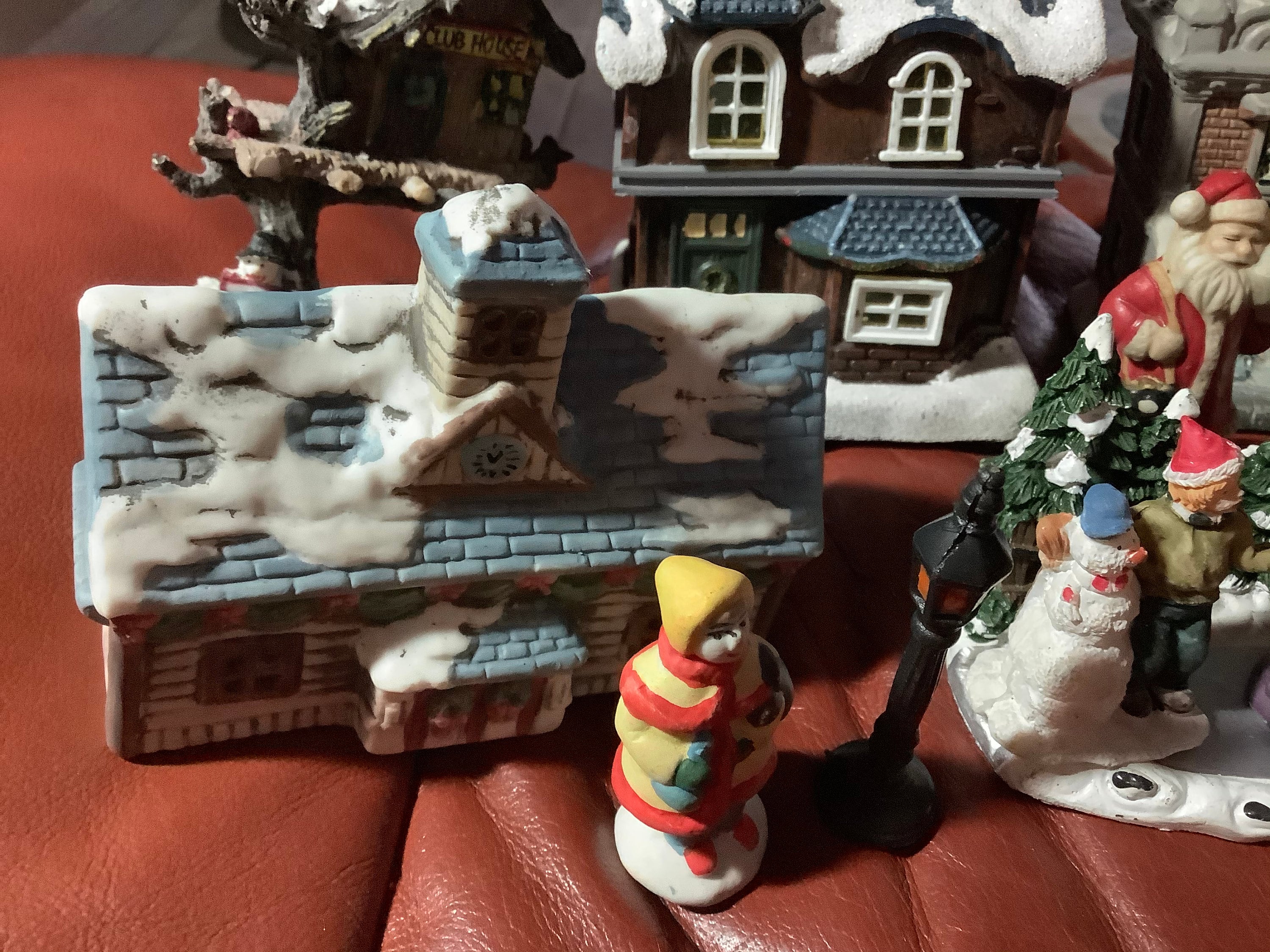 Christmas Village Clock Shop Club house People and Lighted | Etsy