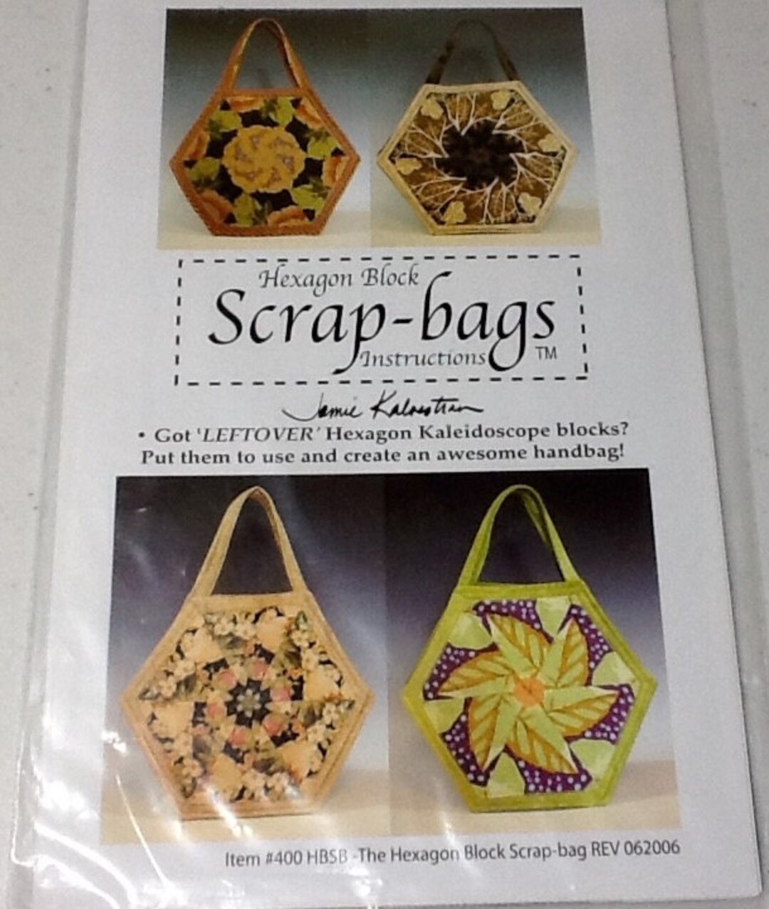 Zippered Purse Handbag Pattern Uncut, Use Scraps to Make Bag, Hexagon ...