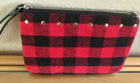 Buffalo Check Flannel Small Wristlet Bag Cotton Fabric | Etsy