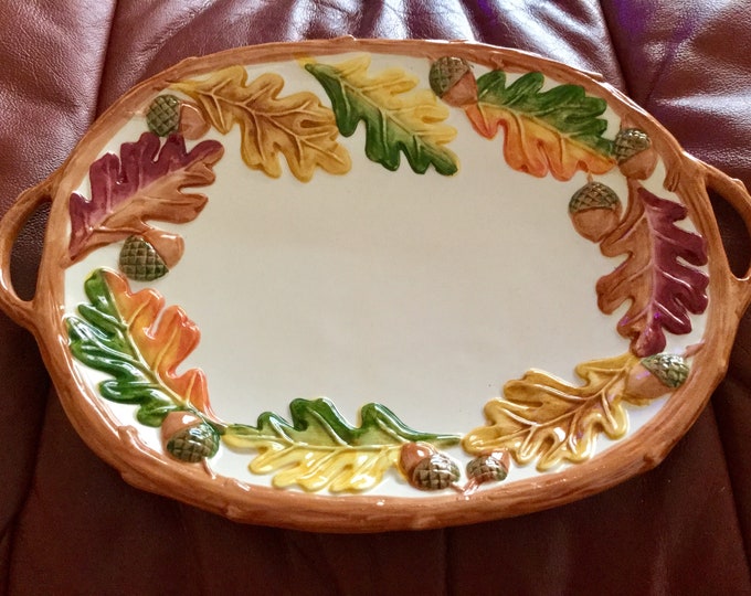 Vintage Cooks Club 10.5” Thanksgiving Platter | Beige Orange Brown ...