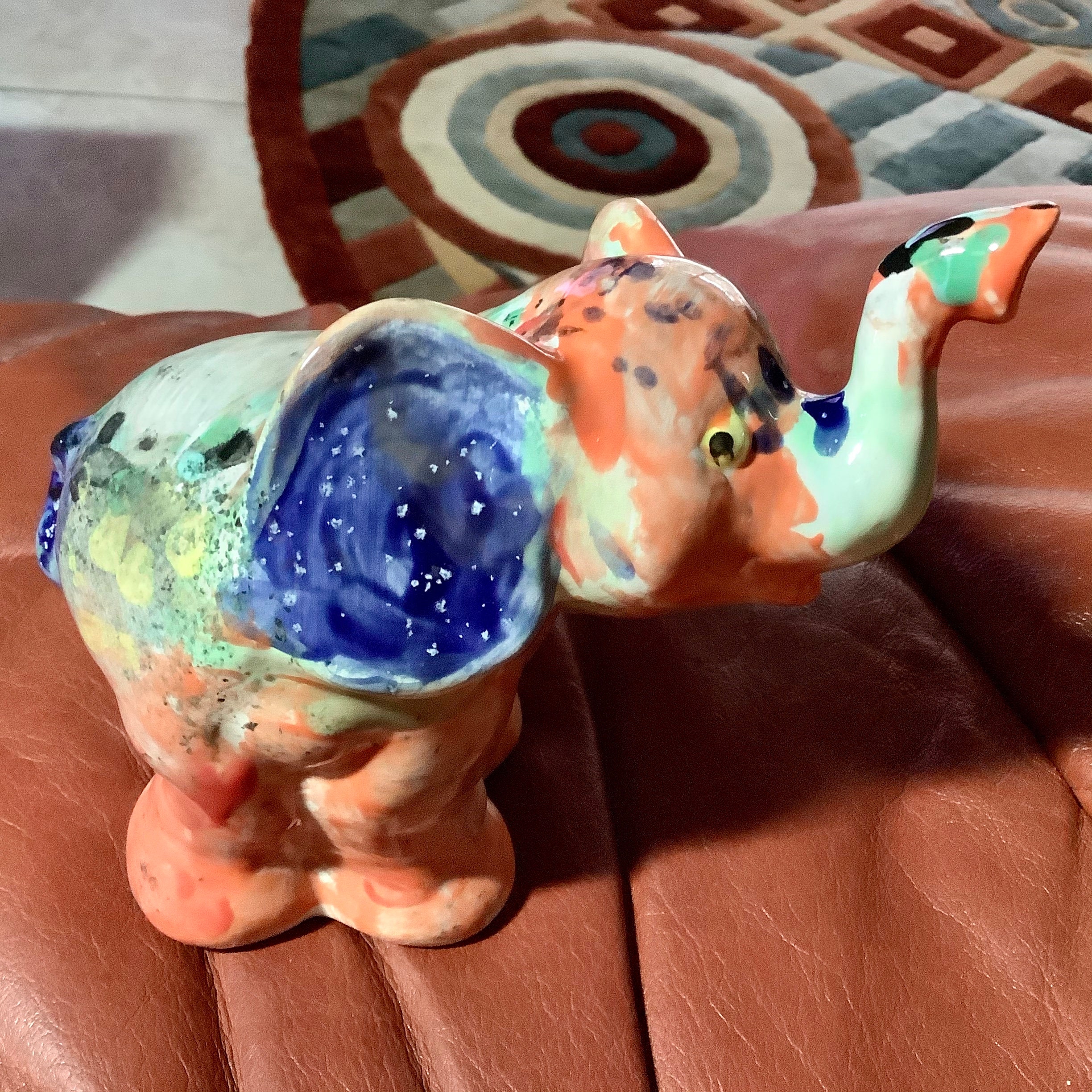 Vintage Colorful Handpainted Ceramic Elephant 5 Tall and - Etsy India