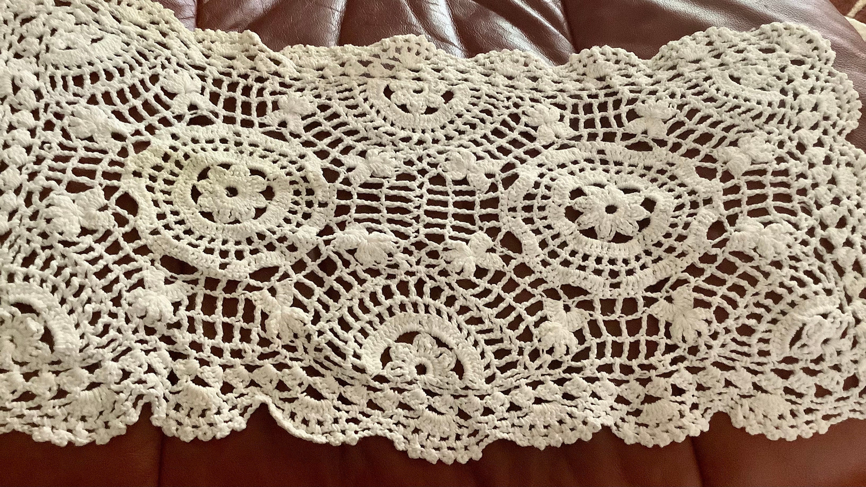 Doilies Oblong Crochet Off White Doily 17 x 11 Off White Hand Crochet ...