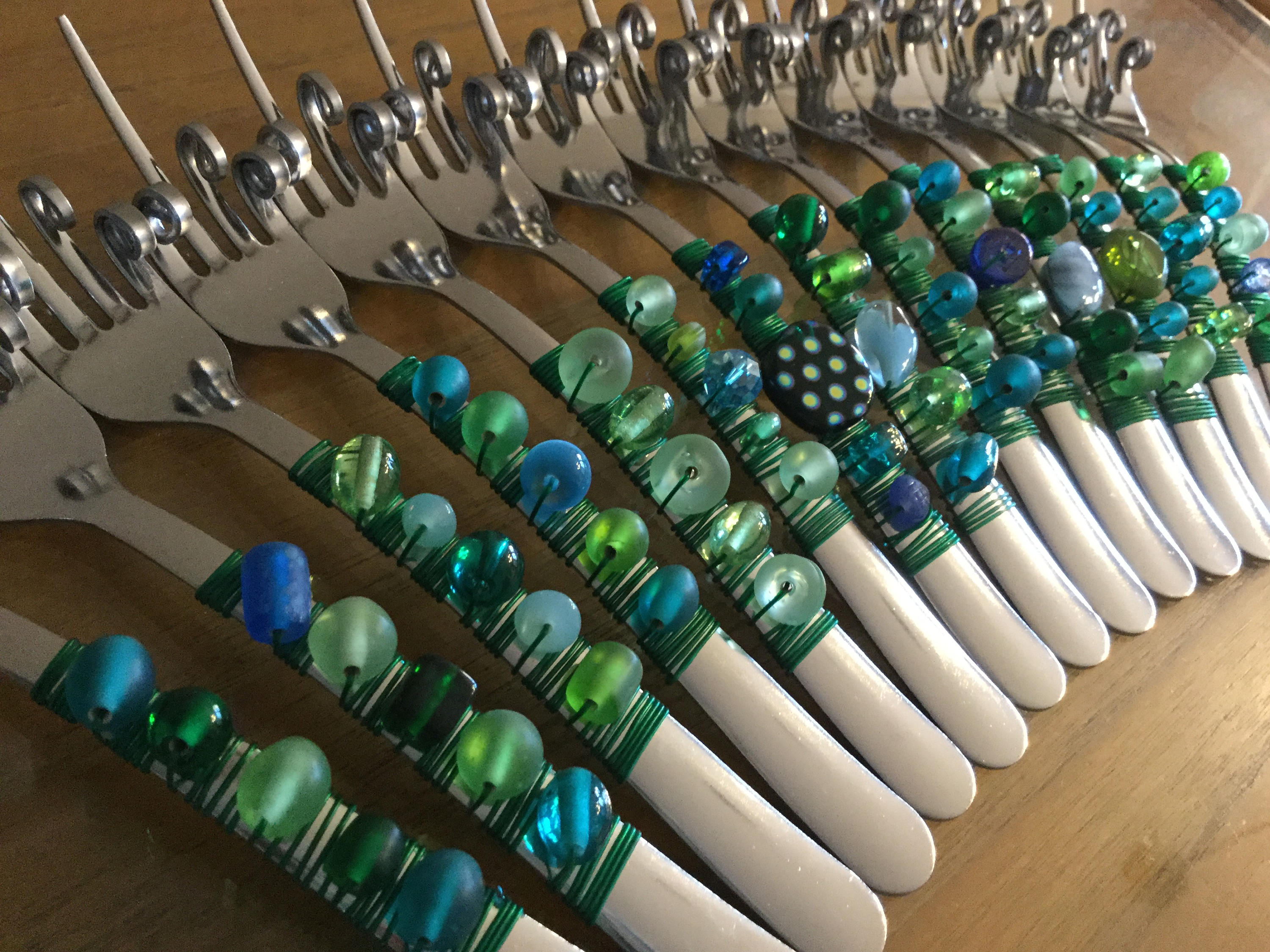 Flatware Funky Florida Finger Forks Blue Green - Etsy Nederland