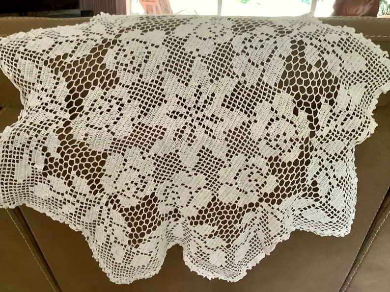 Vintage Cotton off White Doily | 24” Diameter | One White Doily | Great ...