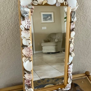 Sea Shell Art Mirror Home Decoration | 16 Inches Tall by 9” Wide ...
