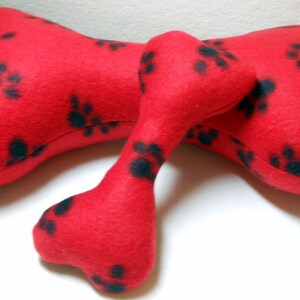 Dog Toys Plush Dog Bone and Pull Toy Set Red With Paw Print Fleece - Etsy