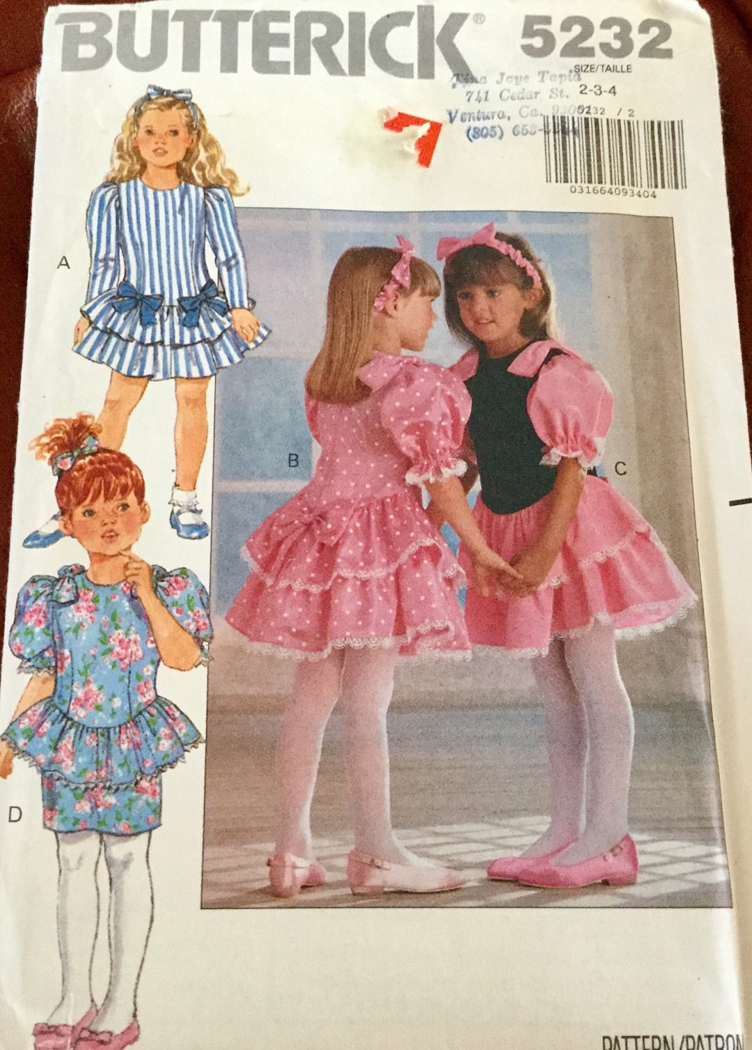 Butterick 5232 Toddlers Children Dress and Headband Pattern Uncut Size ...