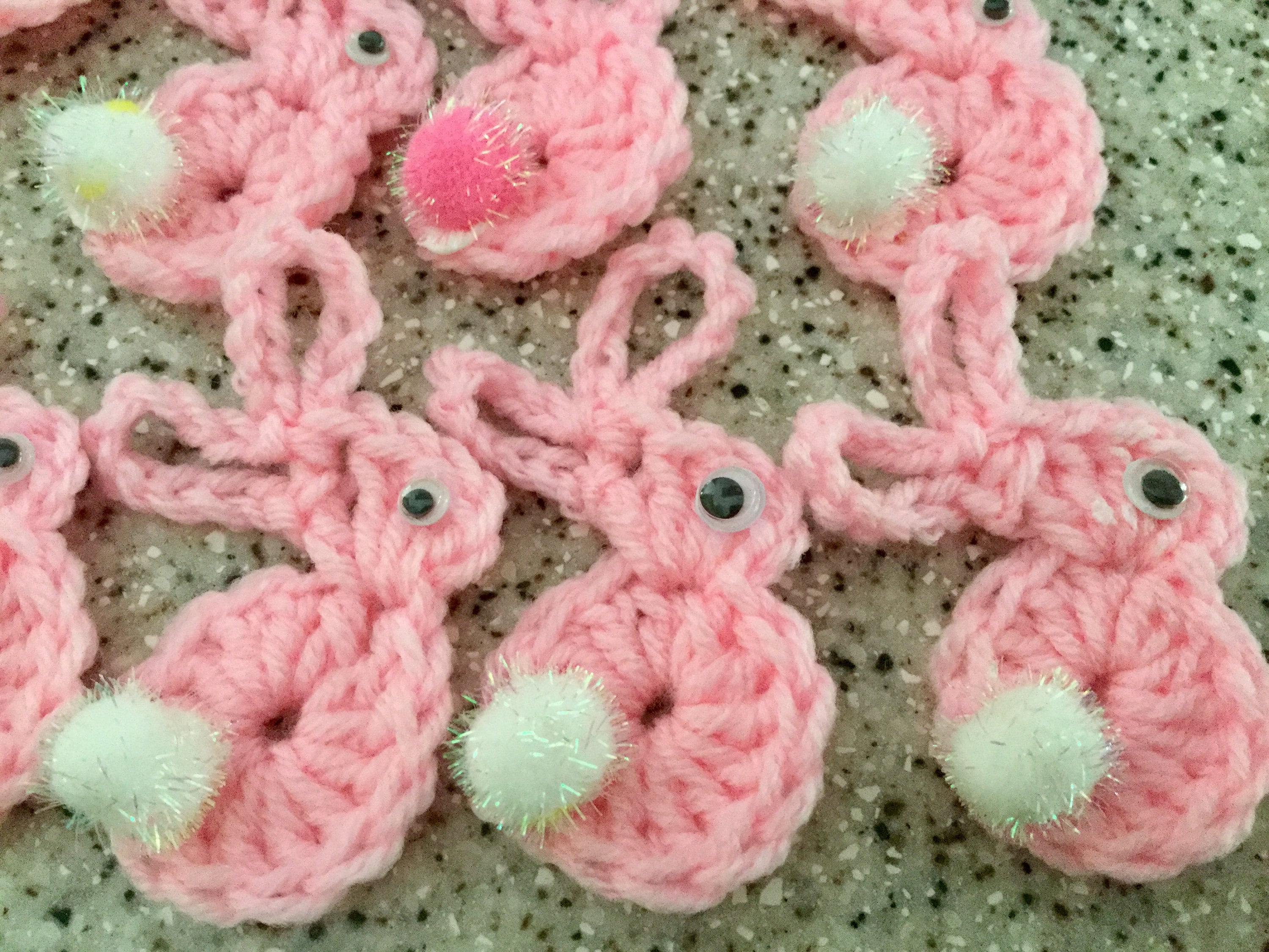 Crocheted Bunny Rabbit Pin in Pink with White Tail Other | Etsy