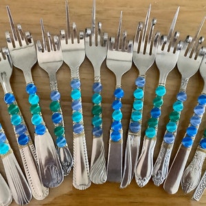 Beaded Flatware Funky Florida Finger Forks Blue, Green, Turquoise, Now ...