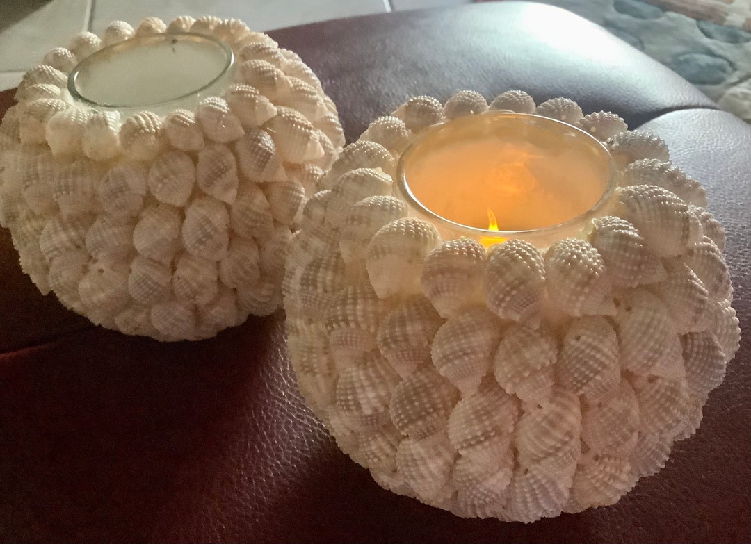 Sea Shell Votive Candle Holders Home Decoration 4 Inches Tall & 5 Wide ...