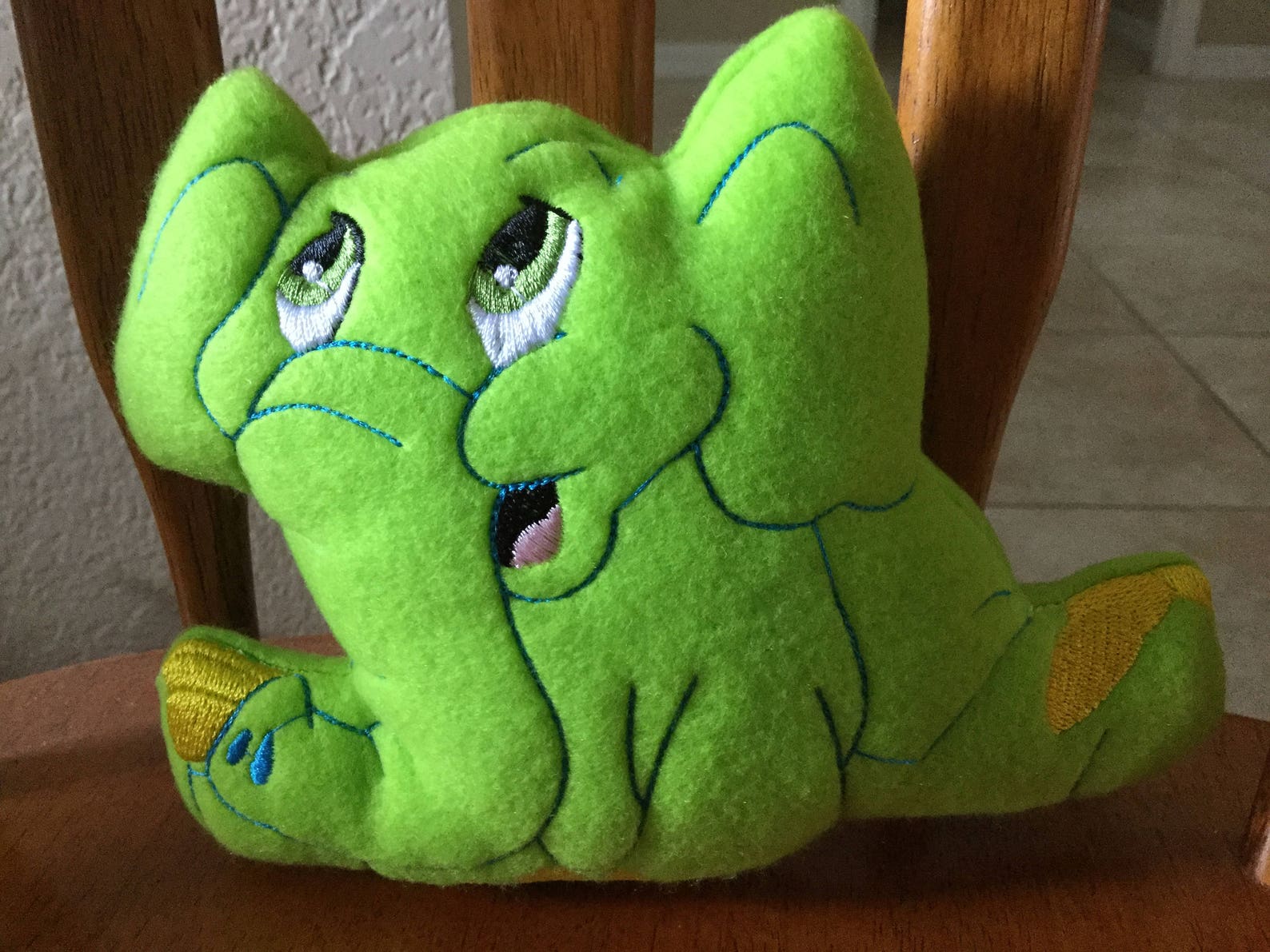Elephant Stuffie Boy or Girl Gift, Green Fleece, 5 X 7 Inches, Handmade ...