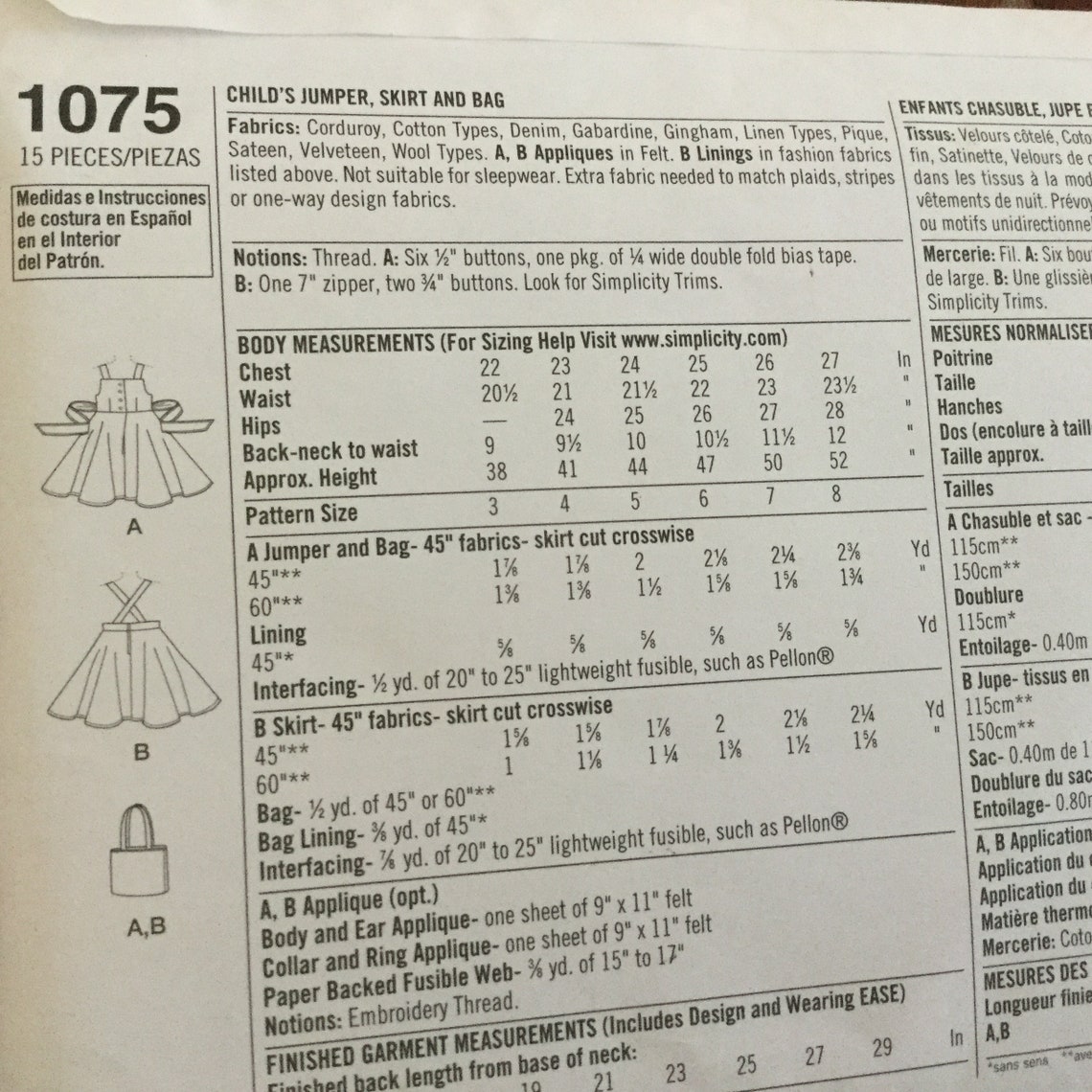 Simplicity 1075 Childs Jumper Poodle Skirt and Purse - Etsy