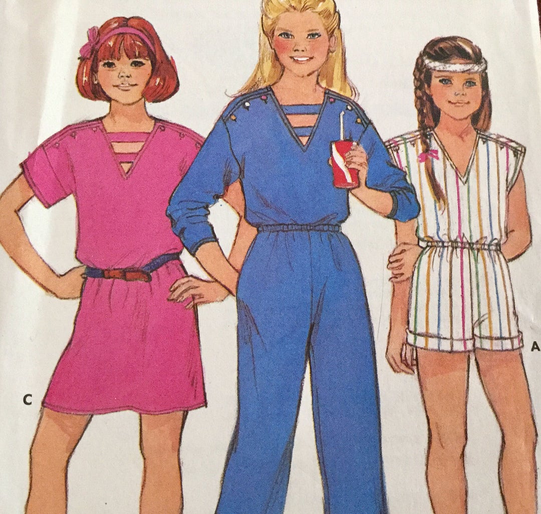Vintage Butterick 6575 Girls Dress or Jumpsuit Pattern uncut Size 12-14 ...