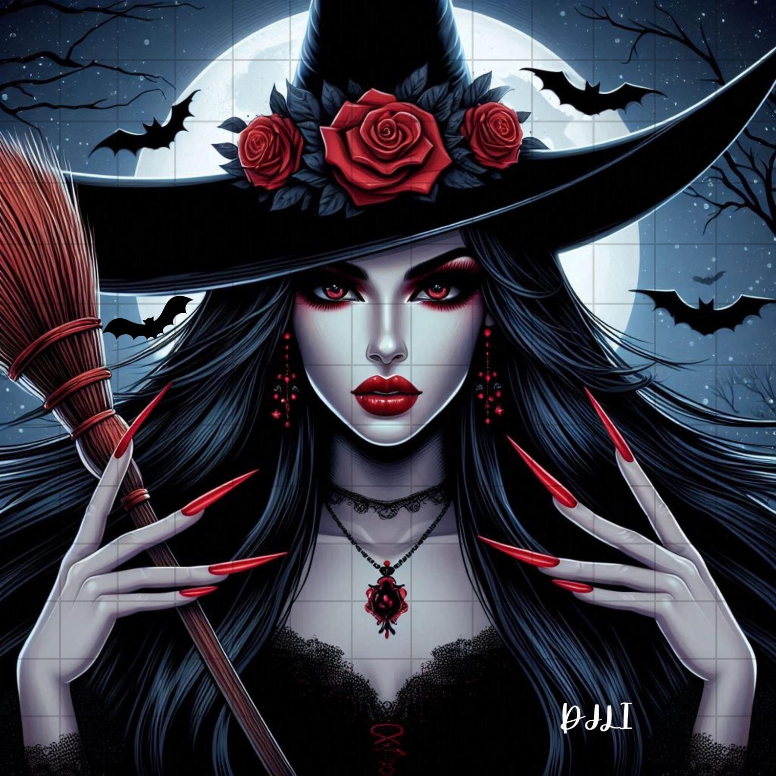 Enchanting Gothic Witch, Halloween Art Print for Wall Decor, Book ...